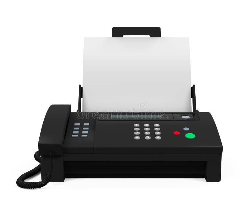 Fax Machine with Paper stock illustration. Illustration of background ...