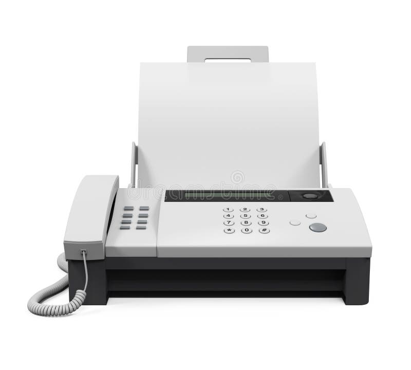 Fax Machine with Paper stock illustration. Illustration of background ...