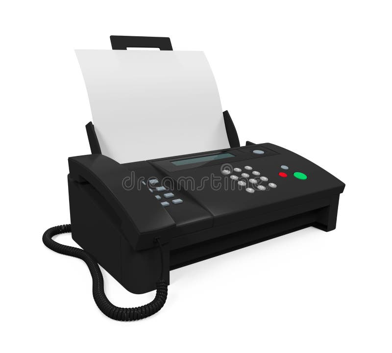 Fax Machine with Paper stock illustration. Illustration of keypad ...