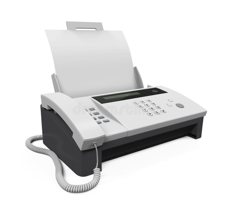 Fax Machine with Paper stock illustration. Illustration of letter ...