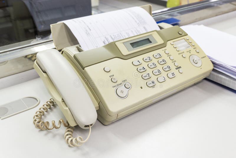 The Fax Machine for Sending Documents in the Office Stock Image - Image ...