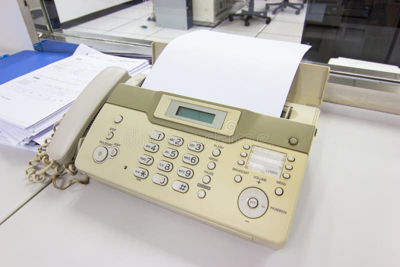 The Fax Machine for Sending Documents in the Office Stock Image - Image ...