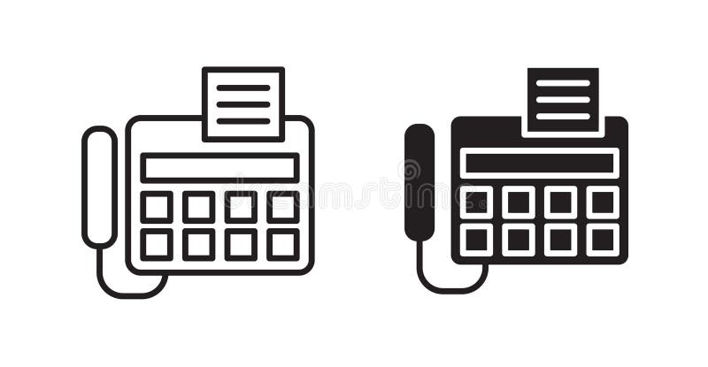 Fax Machine Thin Line Vector Icon Set Stock Vector - Illustration of ...