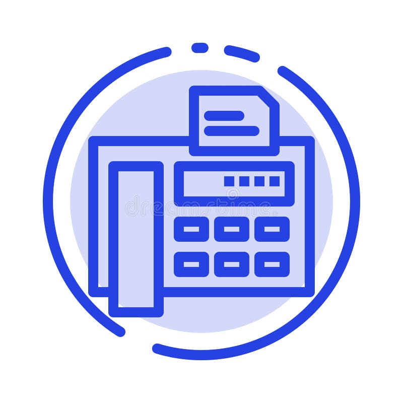 Fax, Phone, Typewriter, Fax Machine Blue Dotted Line Line Icon Stock ...