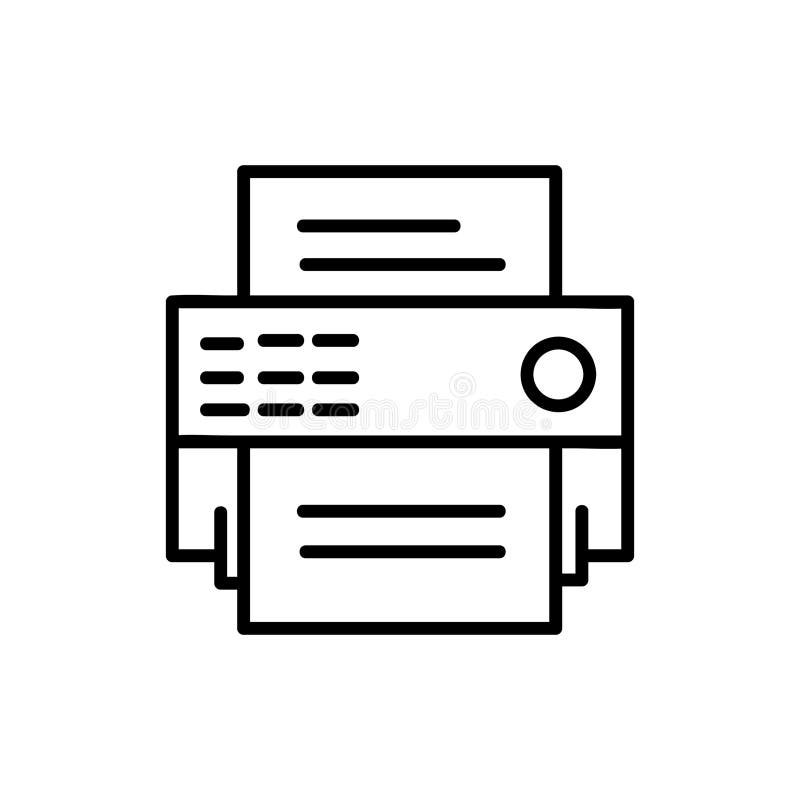Fax Vector Icon, Outline Style, Isolated on White Background. Stock ...