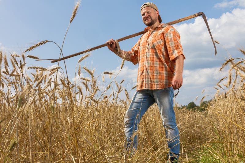Agricultor Moderno Com Foice Foto de Stock - Imagem de ambiente ...
