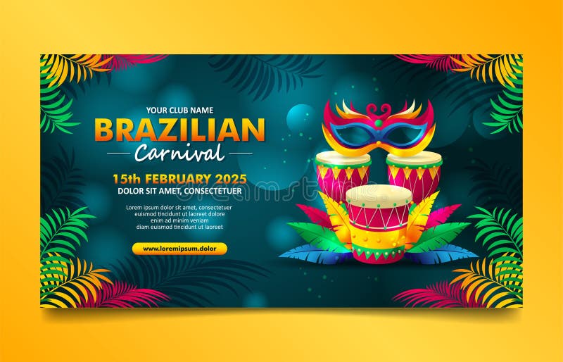 Green Brazilian Carnival Social Media Cover, Horizontal Banner Template ...