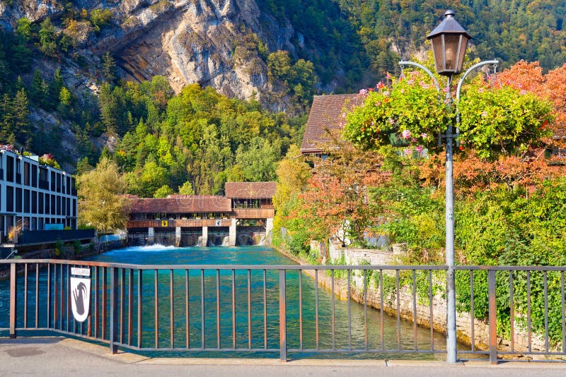Famous Village Interlaken between Lake Brienz and Lake Thun, Swiss Alps ...