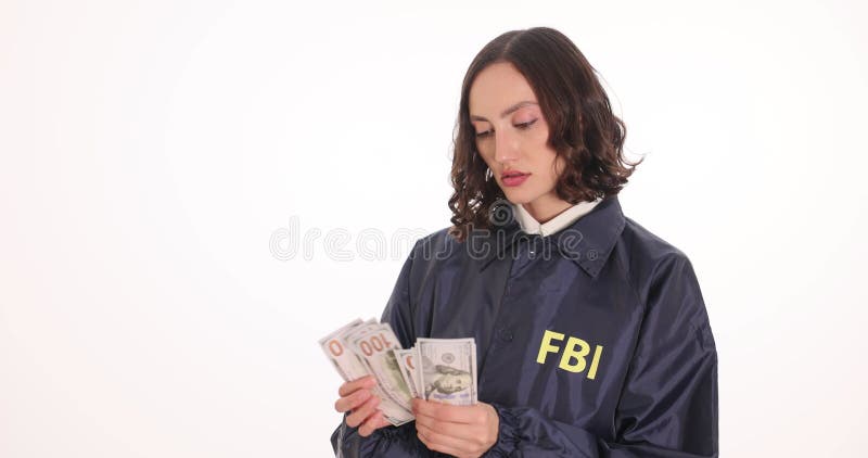 FBI Agent Counts Stack of Money with Precision on White Stock Footage - Video of investigation ...