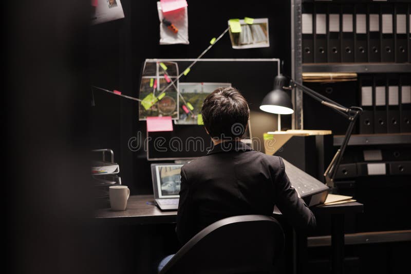 Fbi Agent Working at Missing Case Analyzing Police Evidence Stock Photo ...