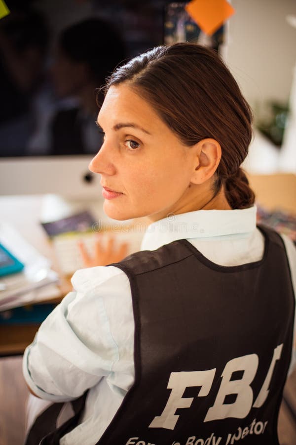 FBI Female Working Agent in Her Office. Stock Photo - Image of close ...