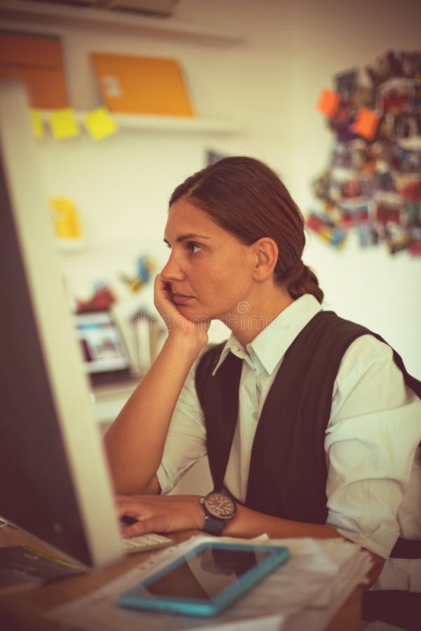 FBI Female Working Agent in Her Office. Stock Image - Image of ...