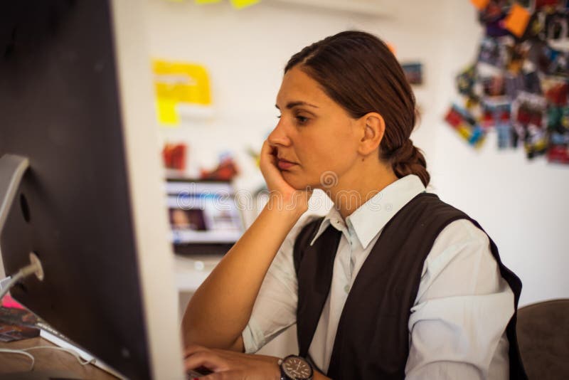 FBI Female Working Agent in Her Office. Stock Image - Image of ...