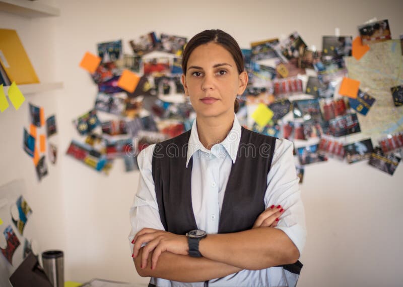 FBI Woman Works on a Case in the Office. Stock Photo - Image of female ...