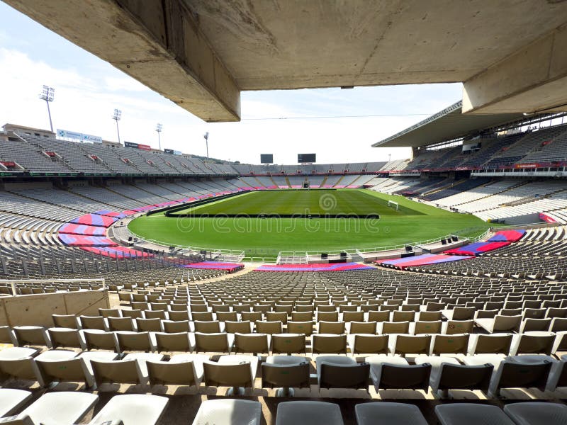 Barcelona S Bench at the Olympic Stadium Stock Image - Image of spanish ...