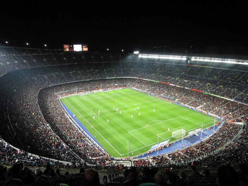 FC Barcelona Football Match - Match Scenery with Flags and Fans ...