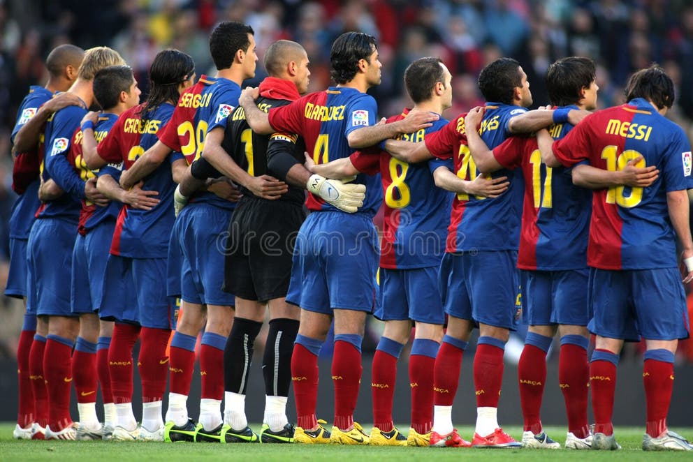 FC Barcelona Team editorial stock photo. Image of back - 9346088