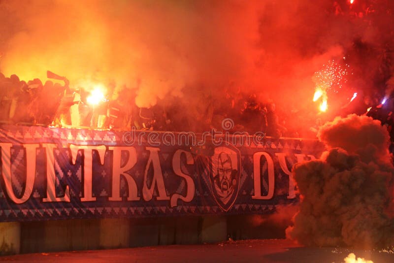FC Dynamo Kyiv Ultra Supporters Burn Flares Editorial Stock Photo ...
