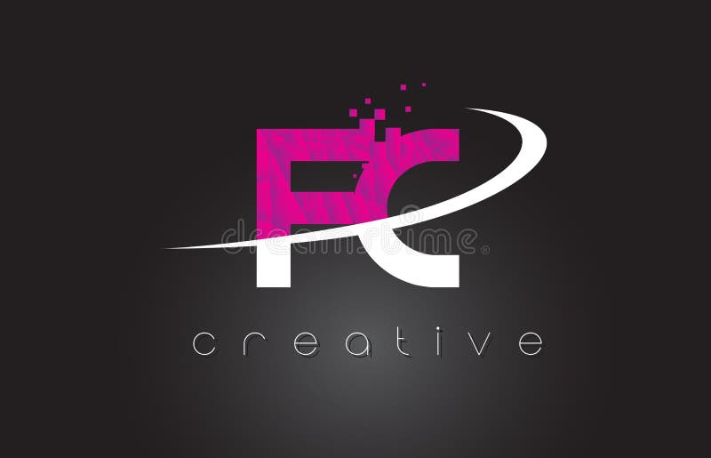 FC F C Creative Letters Design with White Pink Colors Stock Vector ...