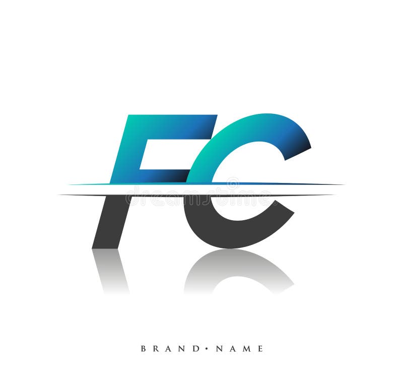 FC Initial Logo Company Name Colored Black and Blue, Simple and Modern ...