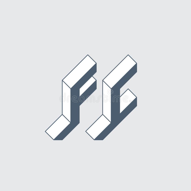 FC - 2-letter Code. F and C - Monogram or Logotype. Isometric 3d Font ...