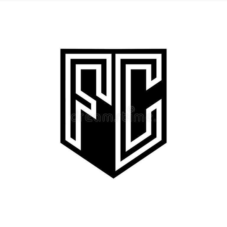 FC Logo Monogram Shield Geometric White Line Inside Black Shield Color ...