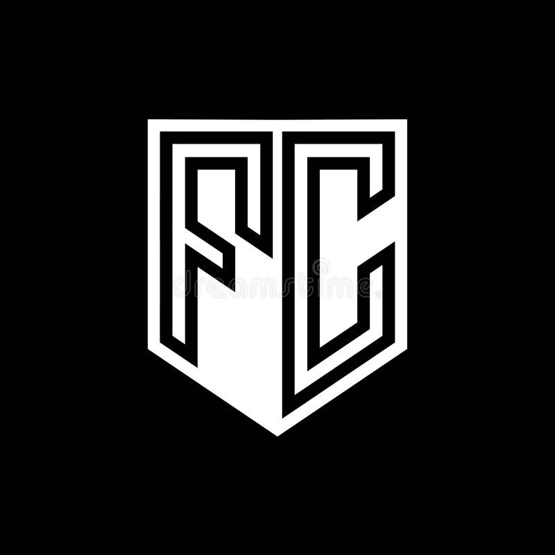 FC Logo Monogram Shield Geometric Black Line Inside White Shield Color ...