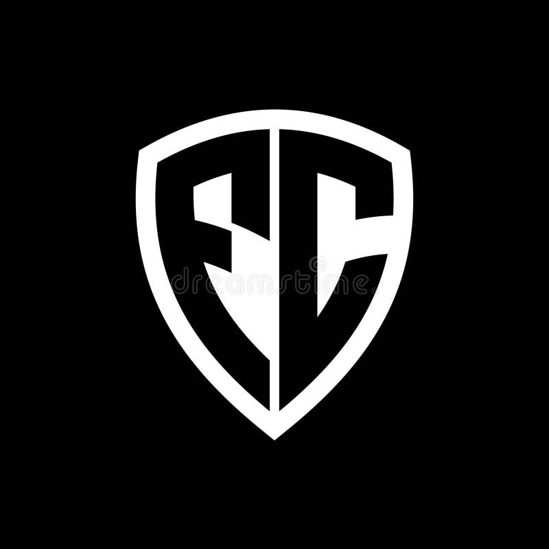 FC Monogram Logo with Bold Letters Shield Shape with Black and White ...