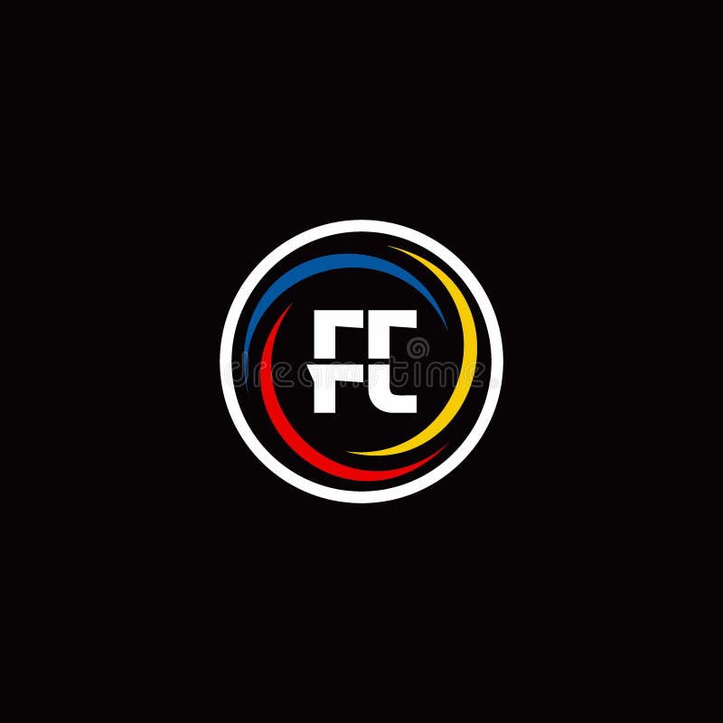 FC Monogram Logo Isolated on Circle Shape with 3 Slash Colors Rounded ...