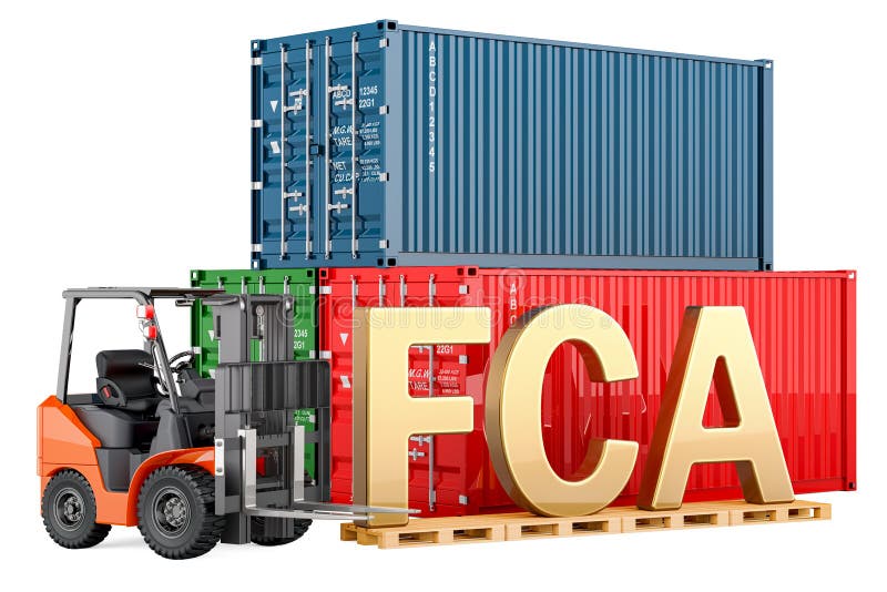 FCA Concept. Forklift Truck with Cargo Containers, 3D Rendering Stock ...