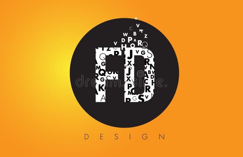 FD F D Logo Made of Small Letters with Black Circle and Yellow B Stock ...