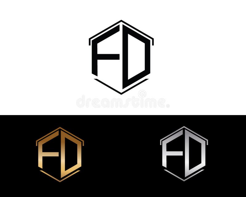 FD Hexagon Shape Letters Designs Stock Vector - Illustration of designn ...