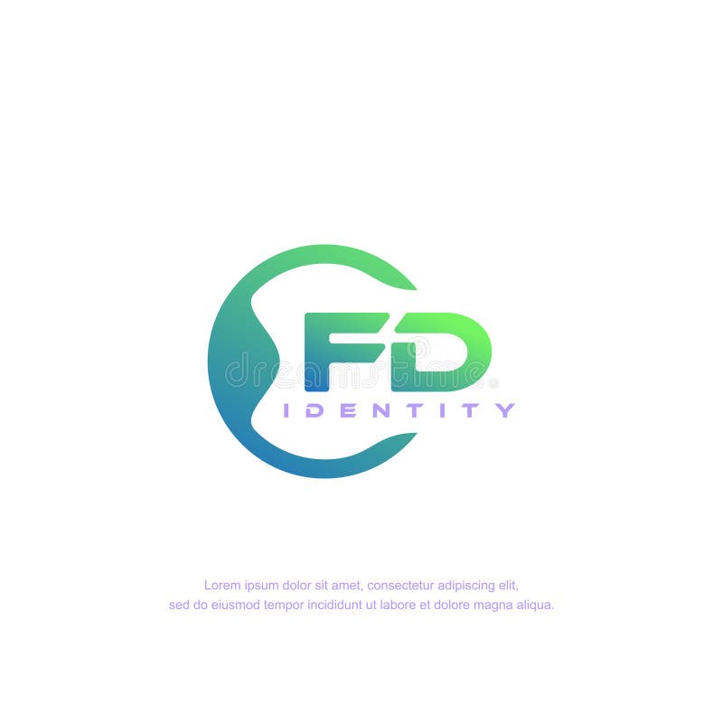 FD Initial Letter Circular Line Logo Template Vector with Gradient ...