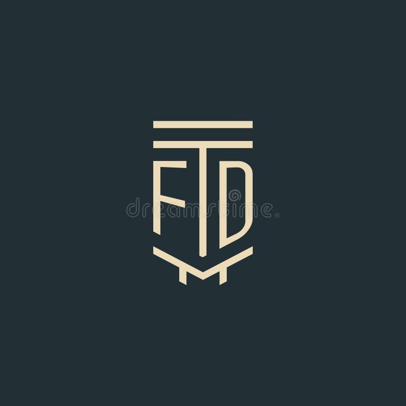 FD Initial Monogram with Simple Line Art Pillar Logo Designs Stock ...