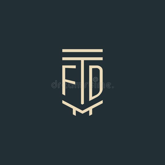 FD Initial Monogram with Simple Line Art Pillar Logo Designs Stock ...