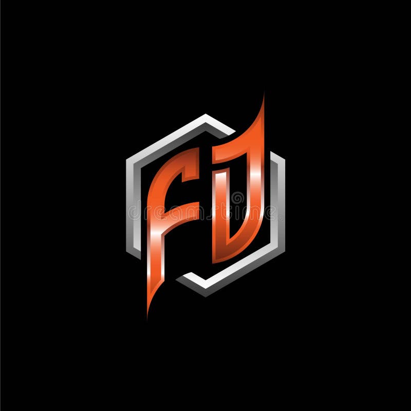 FD Monogram Geometric Orange with Hexagonal Rounded Stock Vector ...