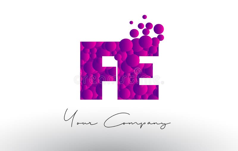 FE F E Dots Letter Logo with Purple Bubbles Texture. Stock Vector ...