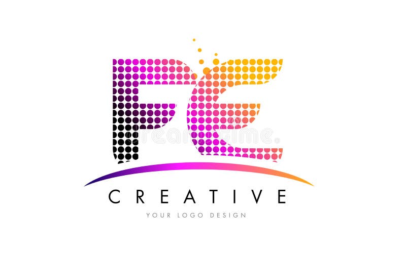 FE F E Letter Logo Design with Magenta Dots and Swoosh Stock Vector ...