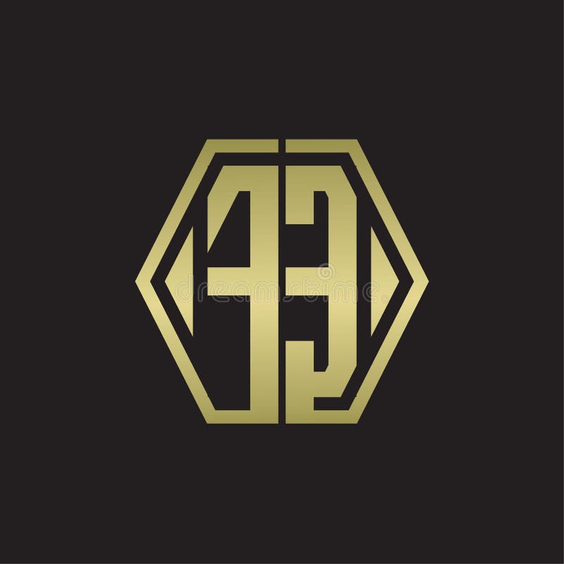 FE Logo Monogram with Hexagon Line Rounded Design Template with Gold ...