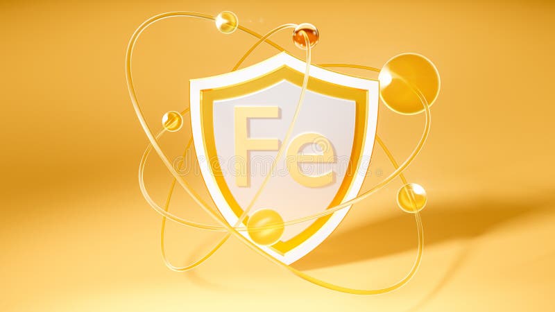 Fe Symbol on a Hexagon with an Orbit, Atoms and Electrons, Iron Mineral ...