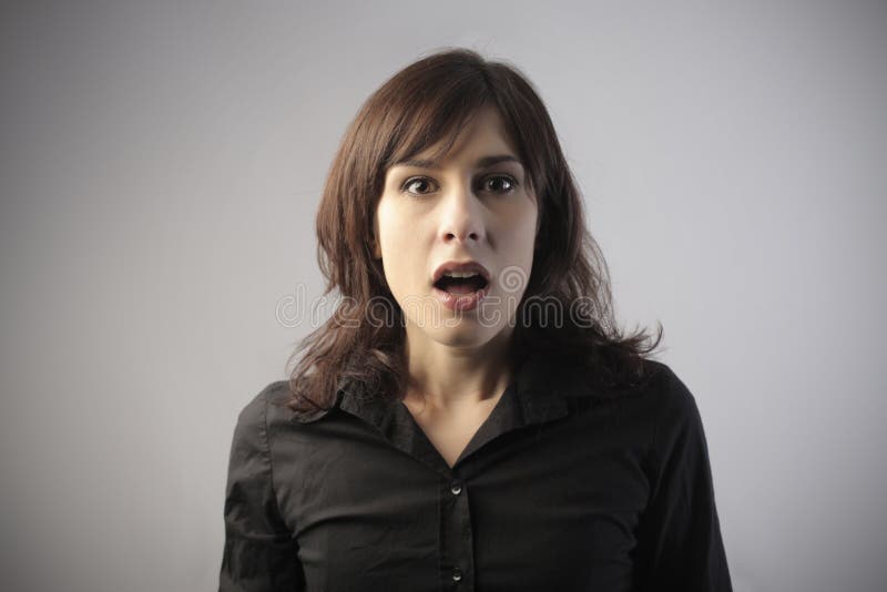 Fear stock photo. Image of shirt, caucasian, female, scare - 17873188