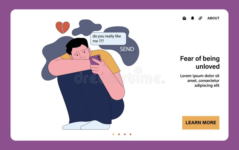 Fear of Being Unloved Web or Landing. Insecure and Sad Young Man ... Fear of Being Unloved Web or Landing. Insecure and Sad Young Man ...