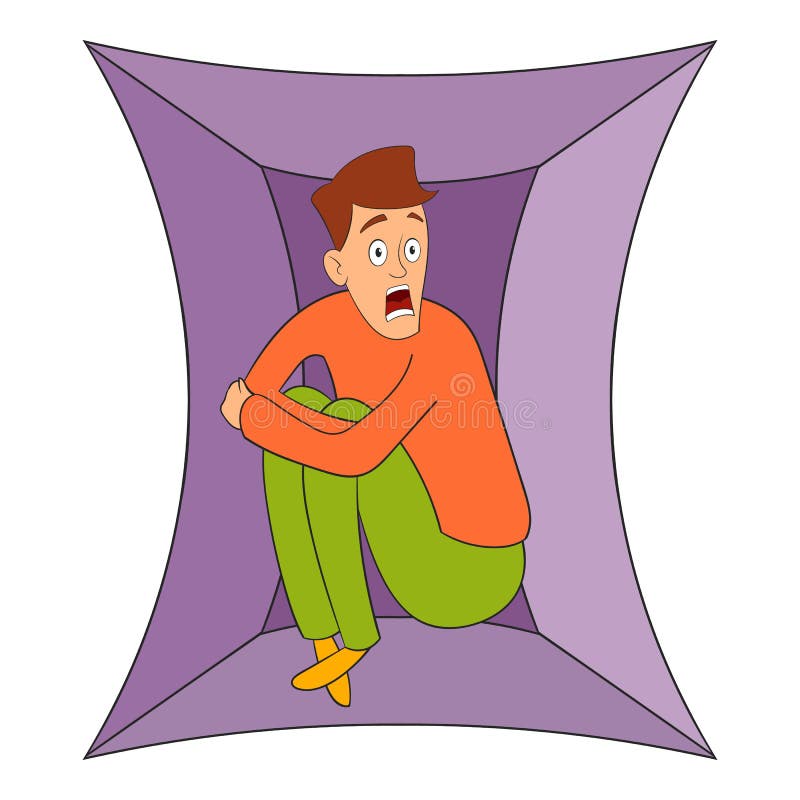 Fear of Closed Spaces Icon, Cartoon Style Stock Vector - Illustration ...