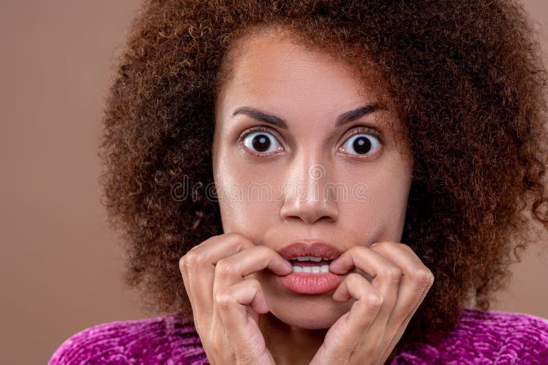 Dark-haired Young Woman Looking Frightened Stock Image - Image of ...