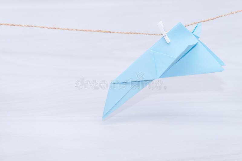 Fear of Flying, Plane Crash or Aerophobia Concept. Blue Paper Plane ...