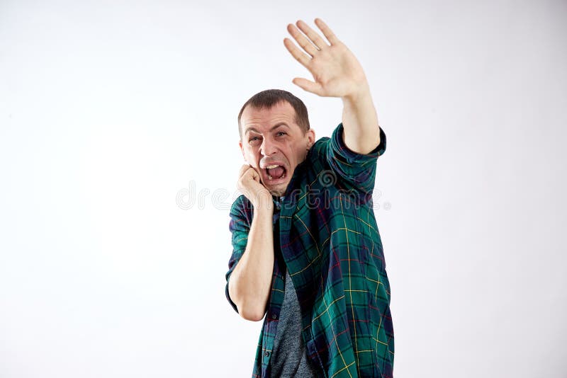 Fear and Fright of a Man. Guy is Afraid, Scared Face Stock Photo ...