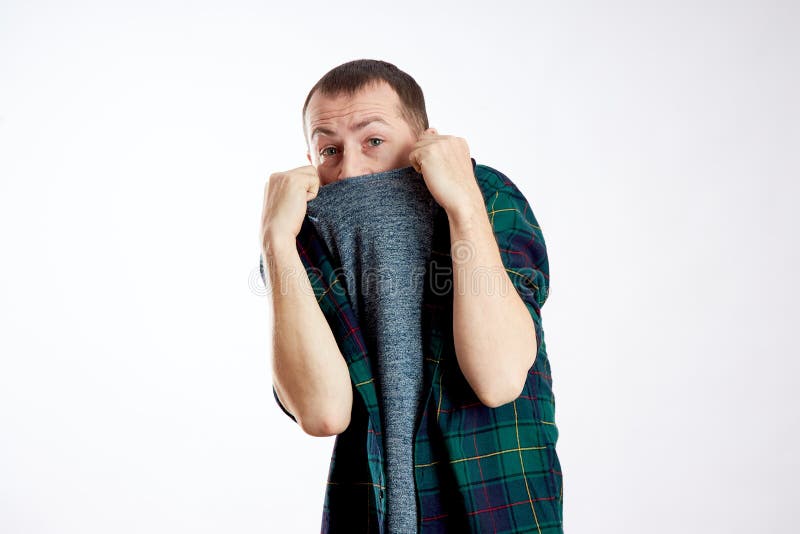 Fear and Fright of a Man. Guy is Afraid, Scared Face Stock Photo ...