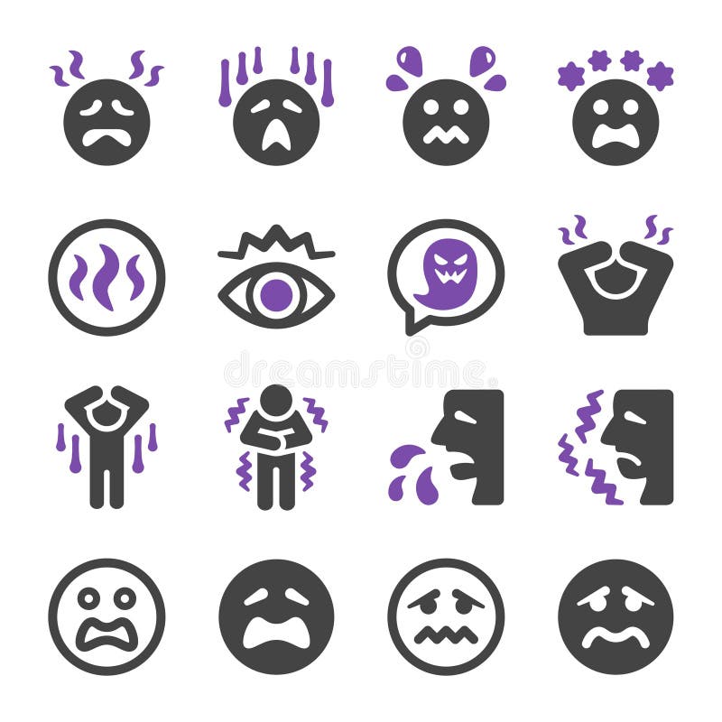 Fear icon set stock vector. Illustration of feeling - 156070128