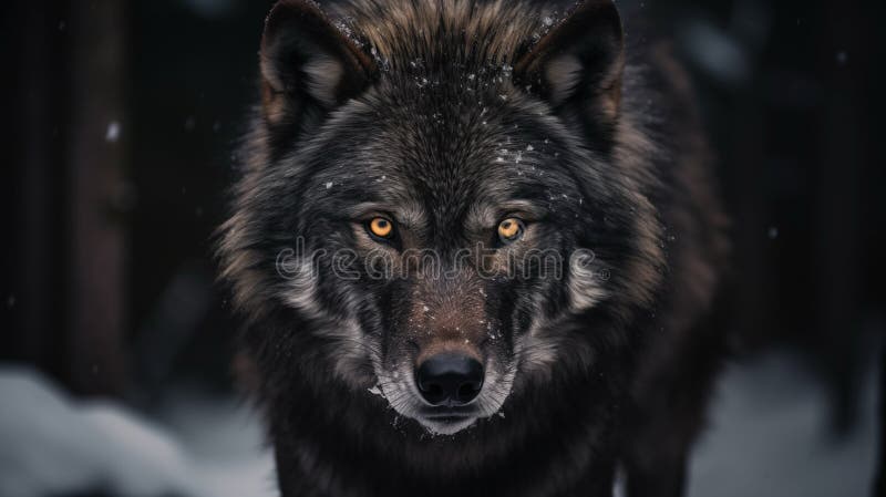 A Fear-Inducing Dark Gray Wolf Poses a Formidable Presence Stock ...