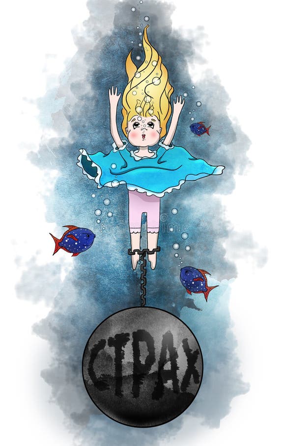 Fear pulls down stock illustration. Illustration of fear - 129670171